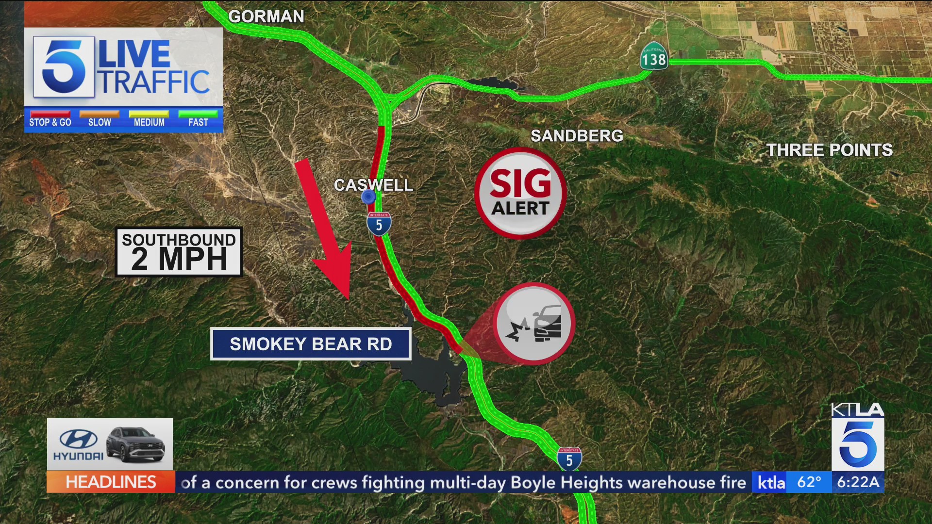 Big rig crash closes 5 Freeway through Grapevine