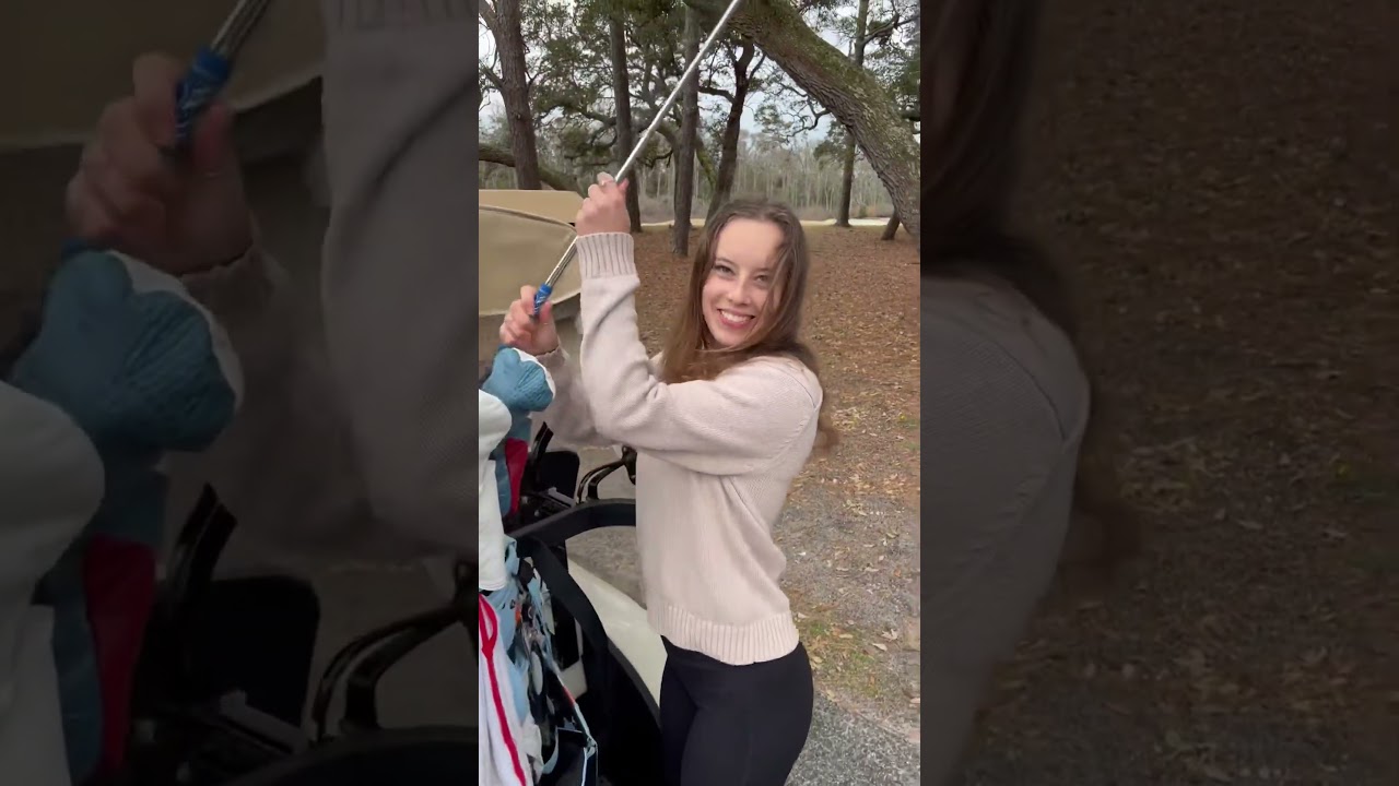 Letting my girlfriend caddy for me on a 190 yard par 3! #golf #shorts