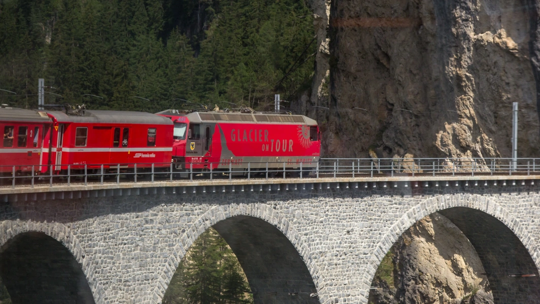 Scenic train journeys across the Swiss Alps