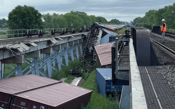 Photos: Overnight storms derail train cars in Woodward County