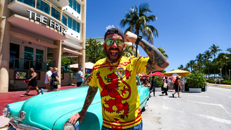 Thousands of Scotland fans march through Miami ahead of World Cup match
