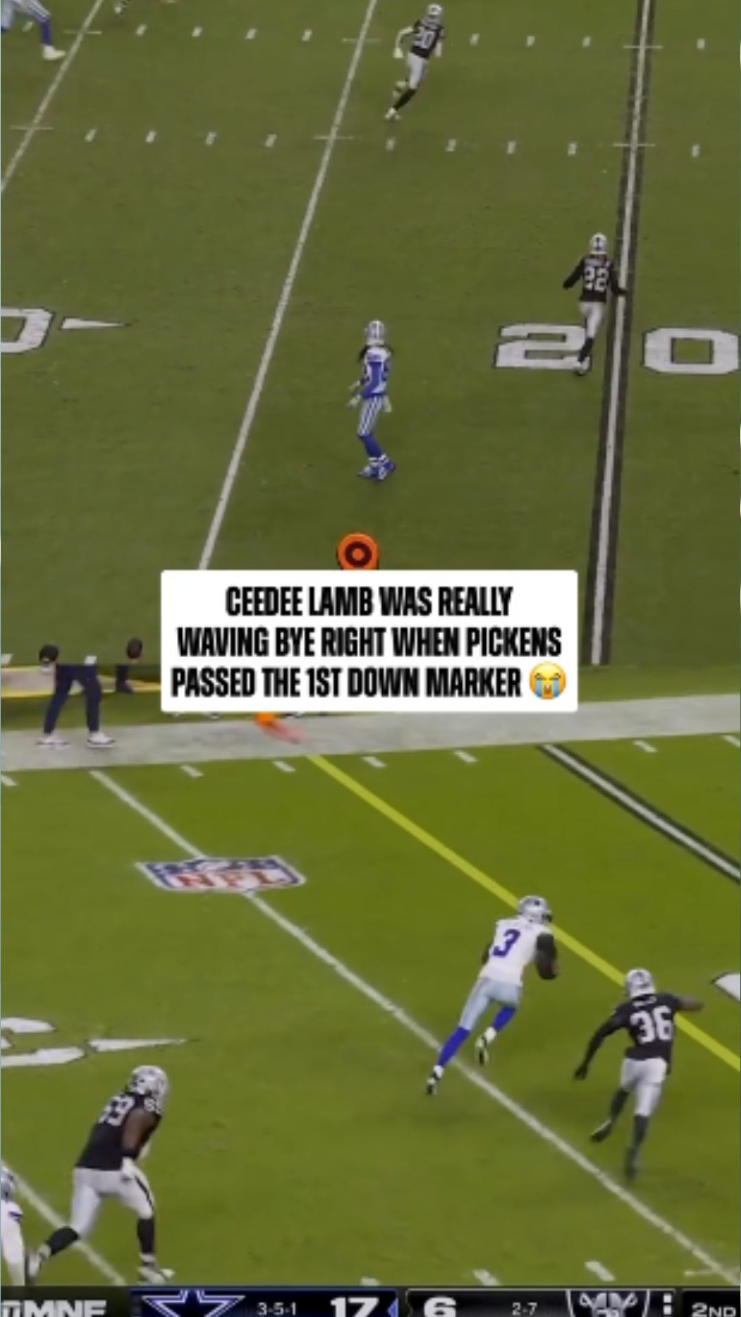 The moment CeeDee Lamb knew George Pickens was getting the first down