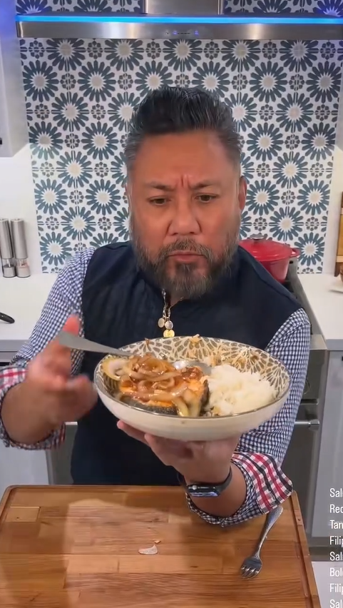 Salmon bistek savory tangy Filipino style recipe