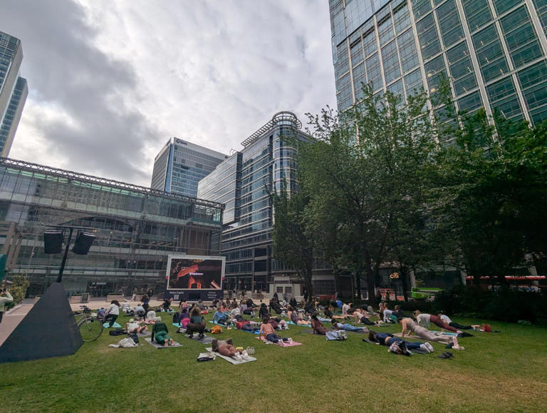 Wharf wellbeing: yoga amongst London's skyscrapers