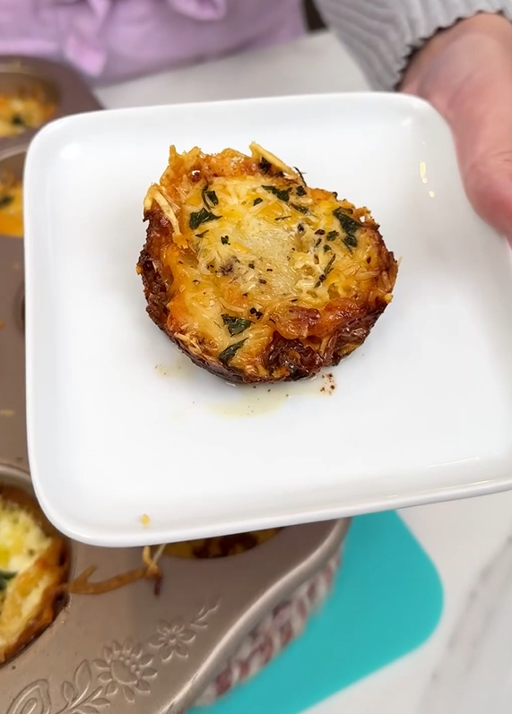 Scalloped potatoes made in a muffin tin