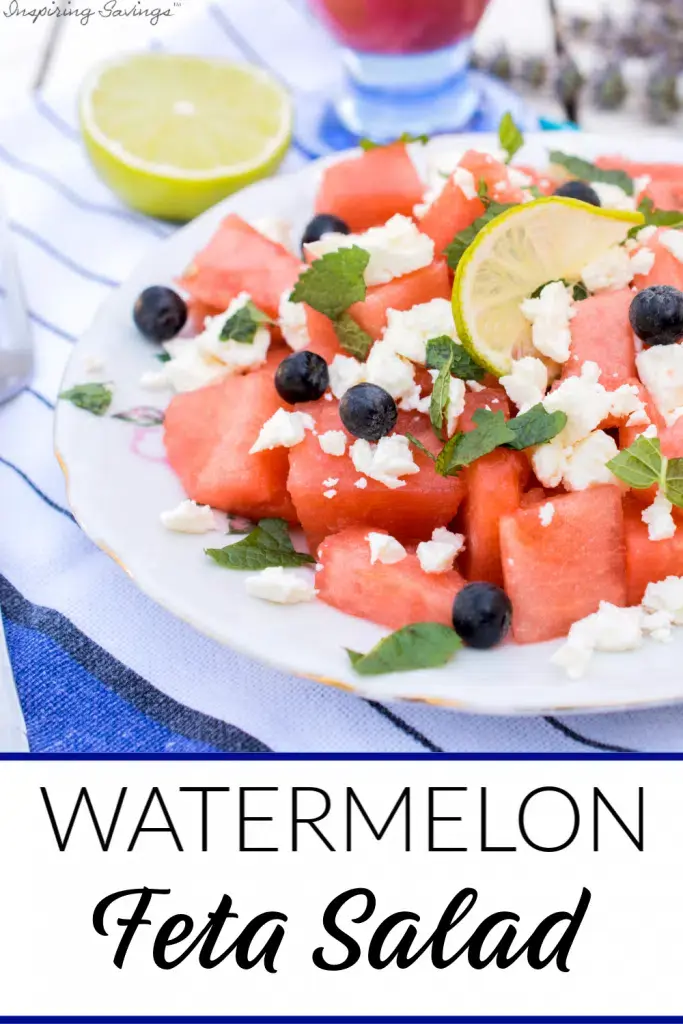 Watermelon blueberry feta salad with mint