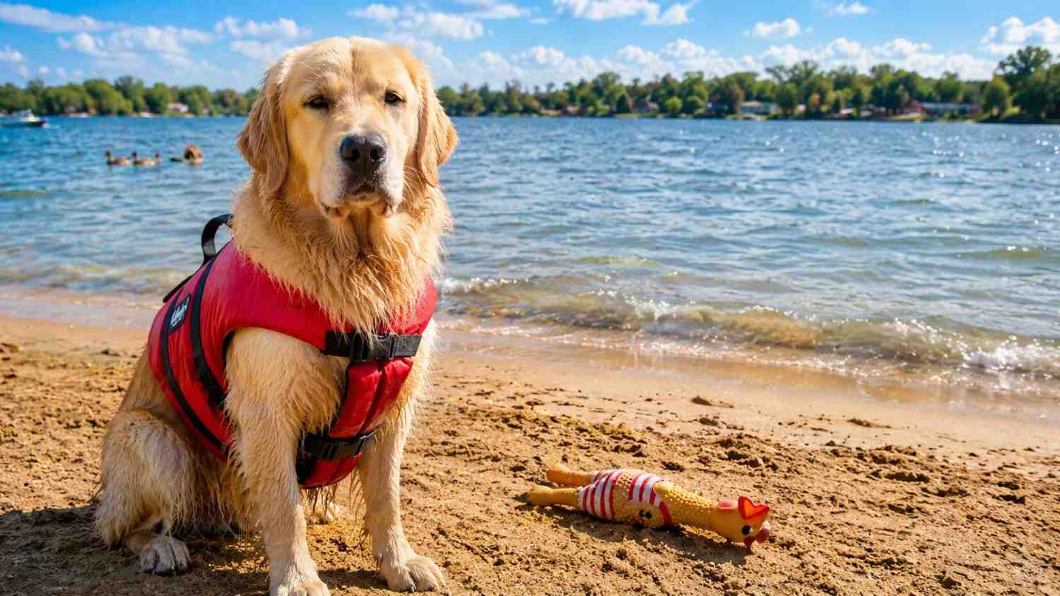My dog becomes a beach lifeguard