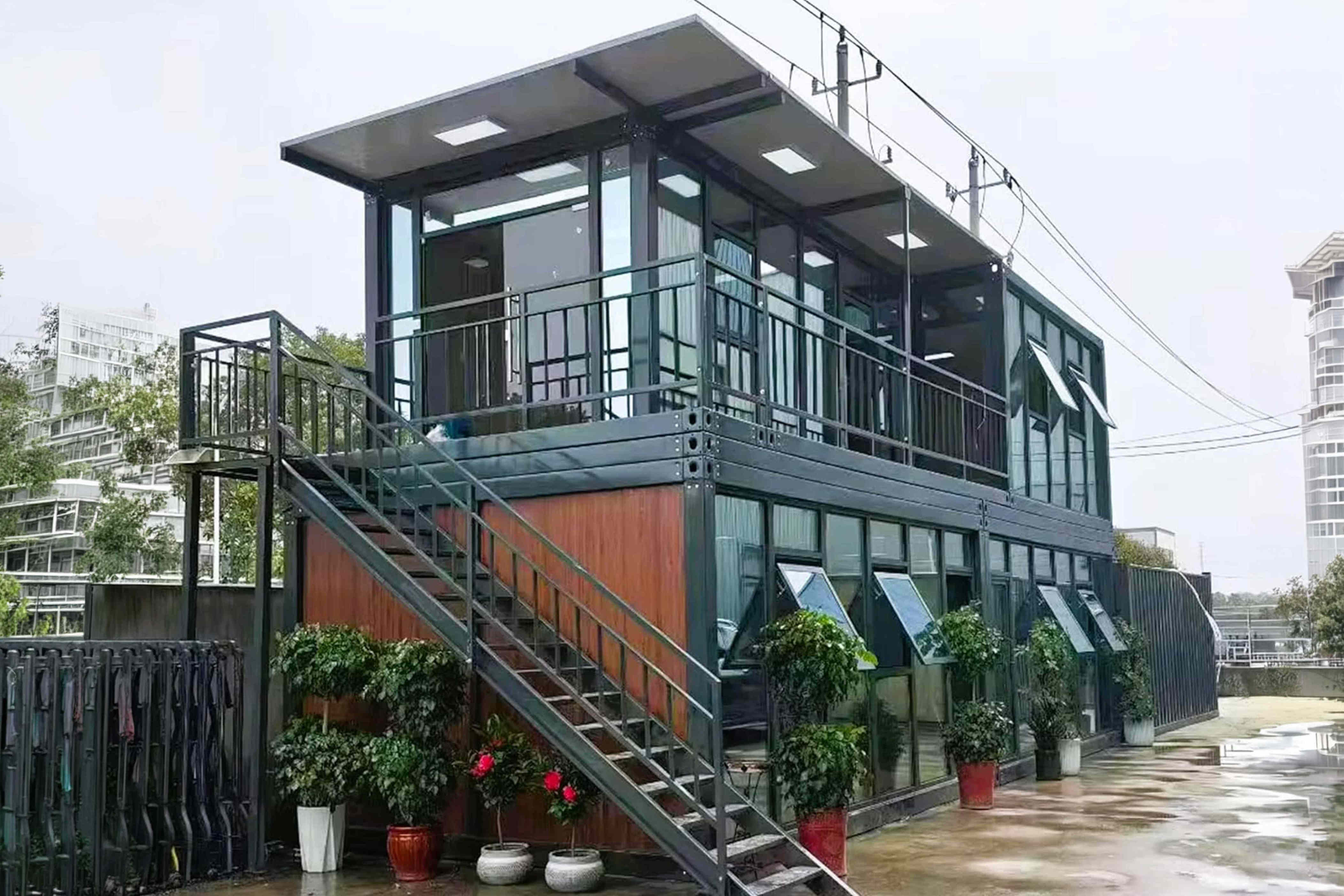 Amazon has a 2-story tiny home restaurant with French sliding doors and ...