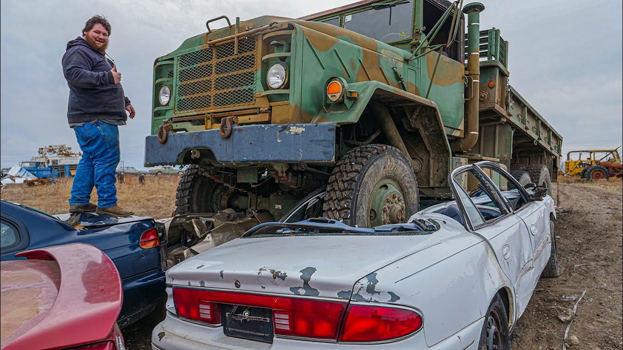 Watch what happened when we drove military truck over cars