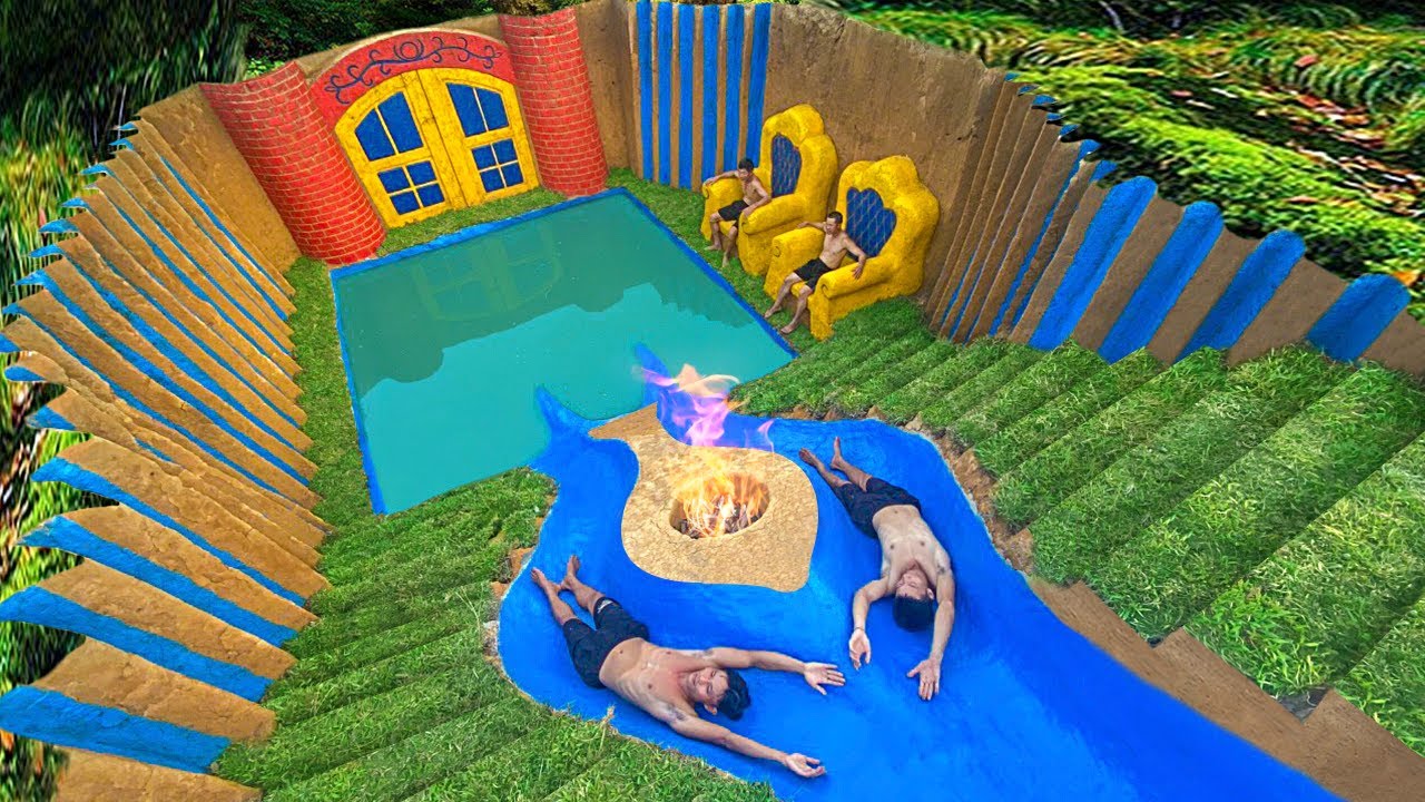 125 days building the most amazing underground water slide temple house