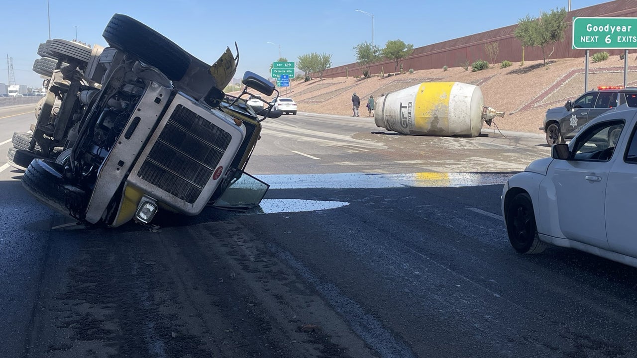 Cement truck rolls over on I-10 restricting traffic to one lane