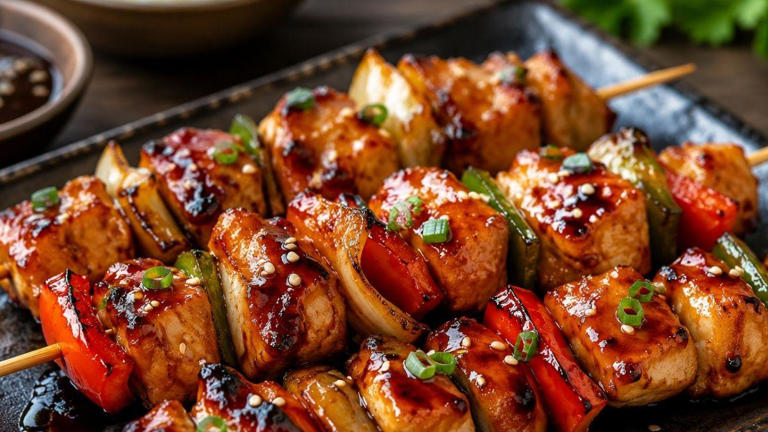 Sencillas brochetas de pollo teriyaki para botanear o comer con sabor ...