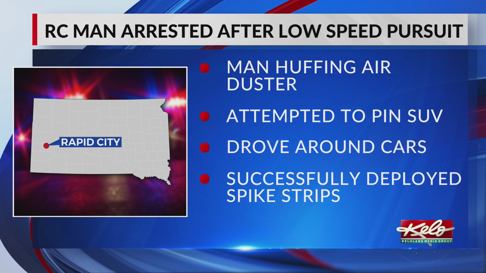 Rapid City man arrested after a low-speed pursuit Sunday