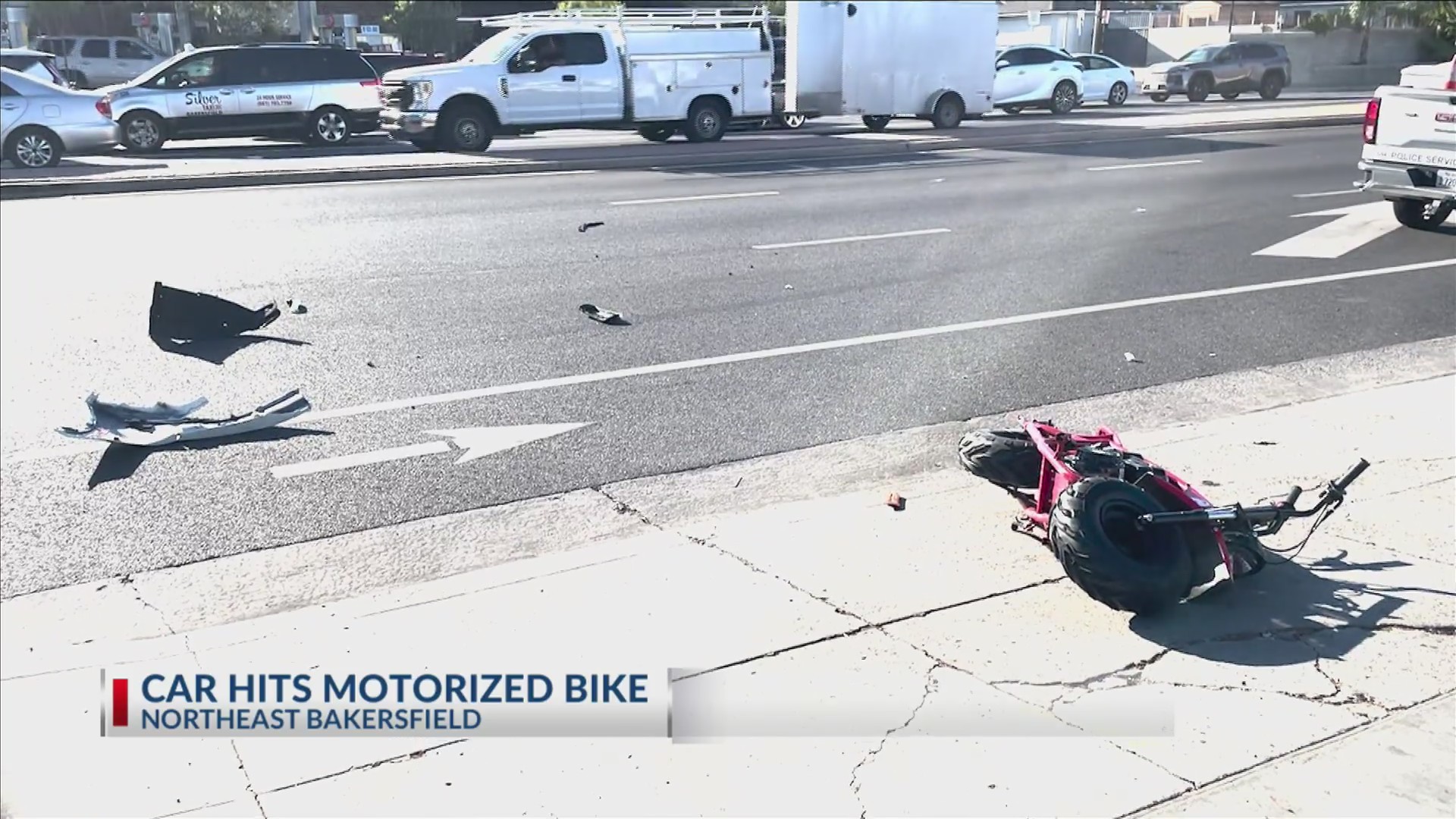 Car hits motorized bike in northeast Bakersfield