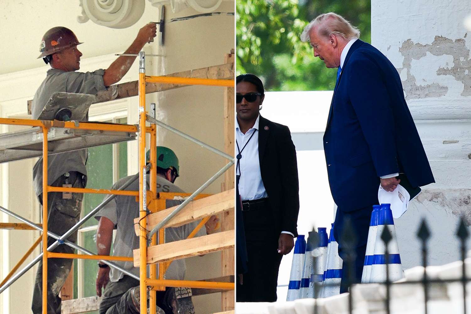 White House columns undergoing 'restoration' as photos show stripped ...