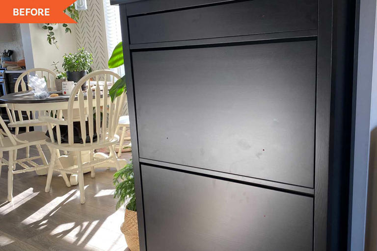 An IKEA HEMNES shoe cabinet got a shaker-style DIY redo for $130