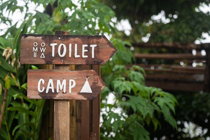 Camp visitor falls into toilet, gets stuck