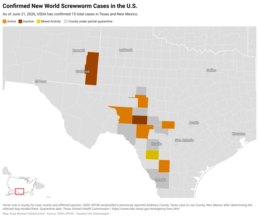 Interactive map tracks screwworm spread