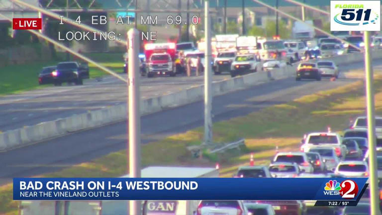 Crash shuts down I-4 westbound in Orange County; lanes open now