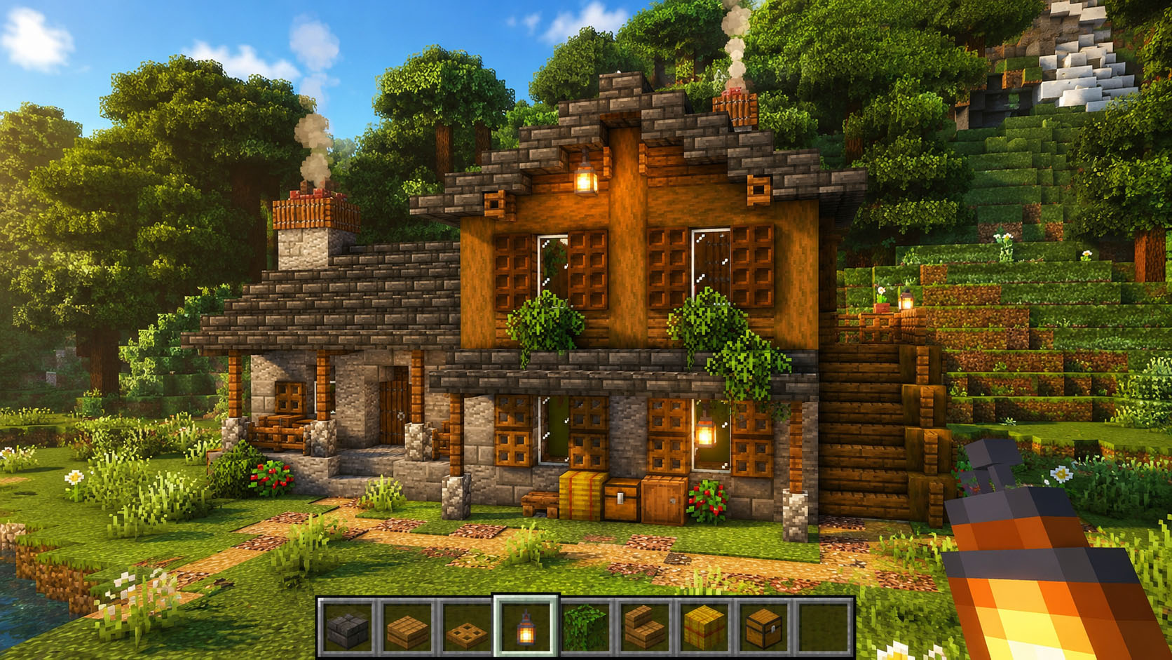 This Minecraft mountain home looks warm and incredibly detailed