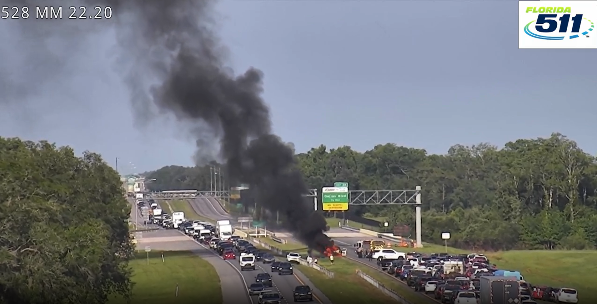 Vehicle fire causes shut down of SR-528 eastbound in Orange County