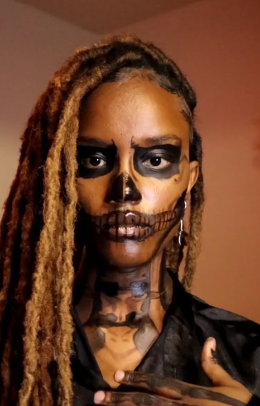 Skull makeup transformation that slays