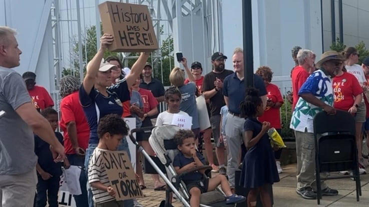 Protesters push back against plans to move 1996 Olympic cauldron from ...