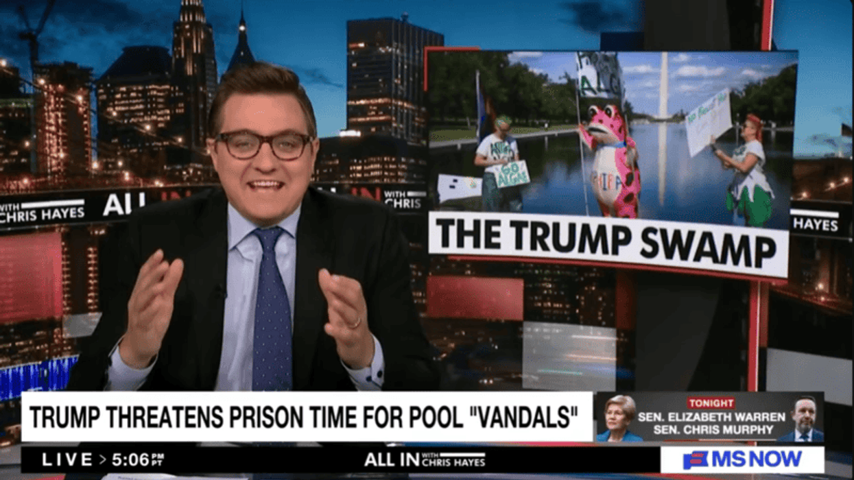 Chris Hayes bursts into laughter mocking Trump's reflecting pool conspiracy