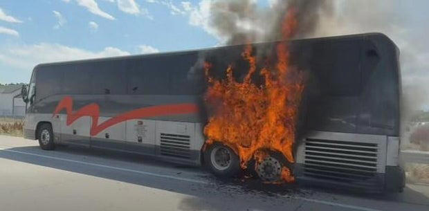 California junior bugle corps bus catches fire on I-25 in Northern Colorado