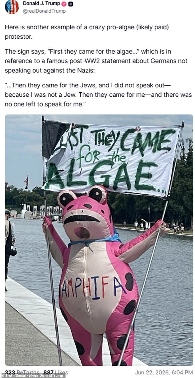 Trump erupts at 'pro-algae' protesters as he sends in National Guard troops