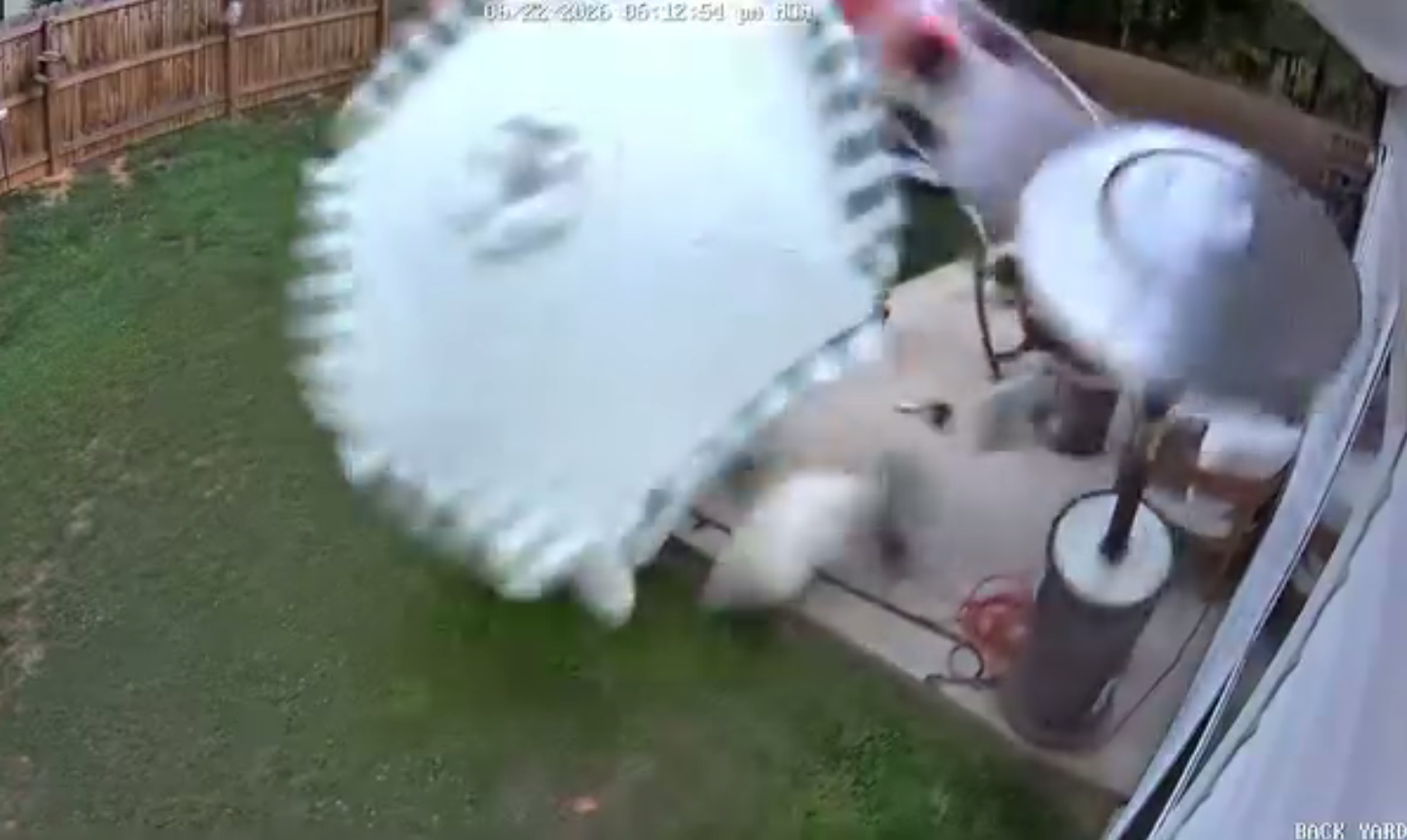Must watch: Storm blows lawn furniture away in North Carolina woman’s yard