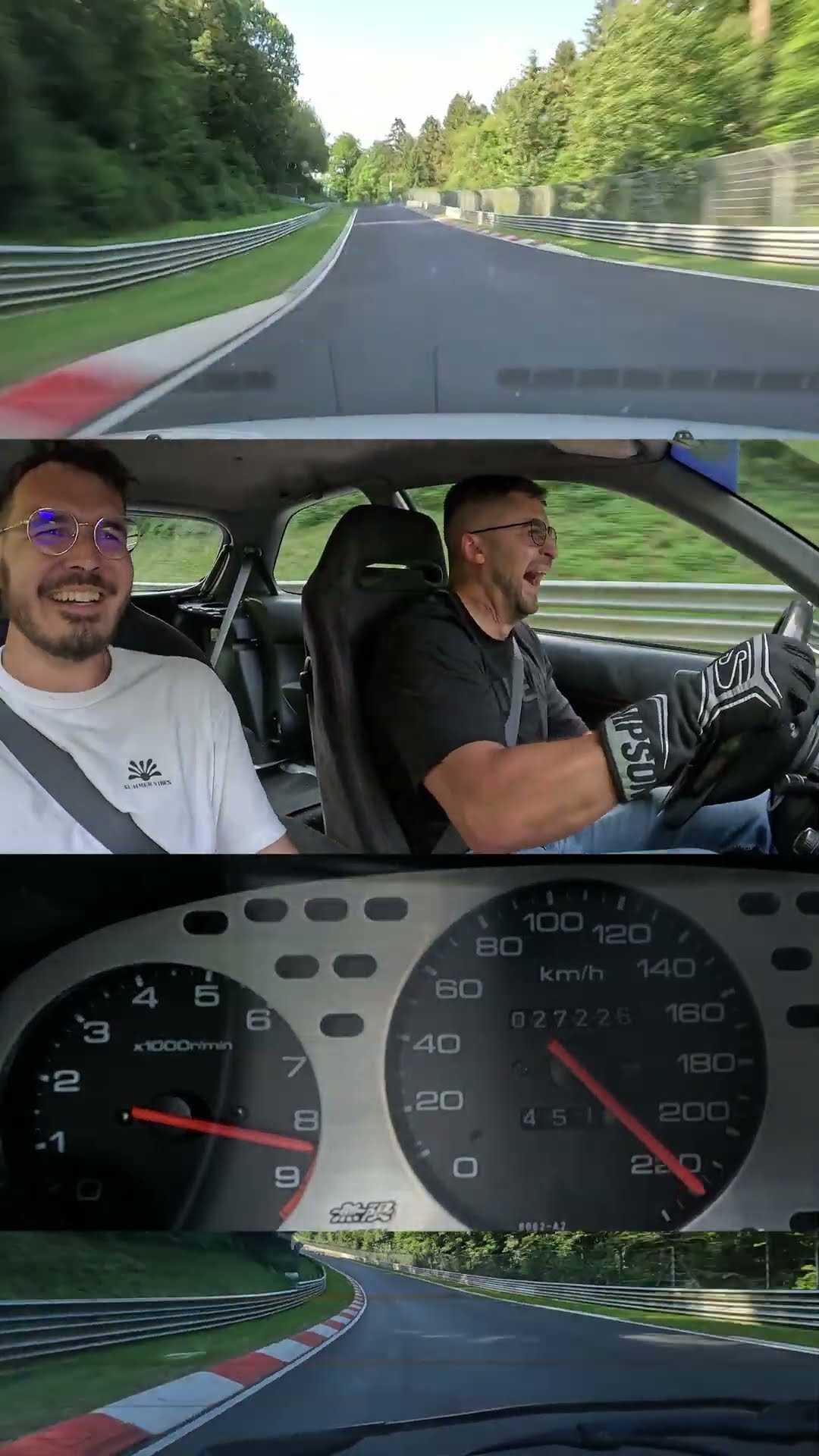 Hitting 5-speed car redlines over a Nürburgring crest