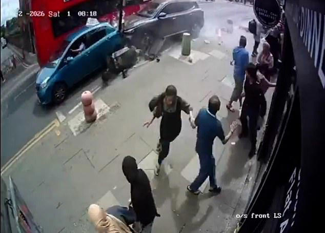 Moment car ploughs into crowd before fleeing scene - injuring six ...