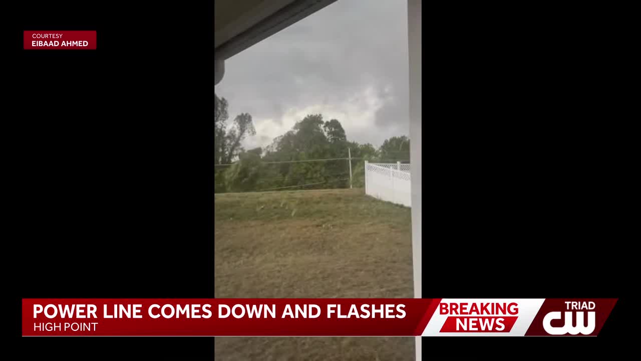 Power line comes down and flashes