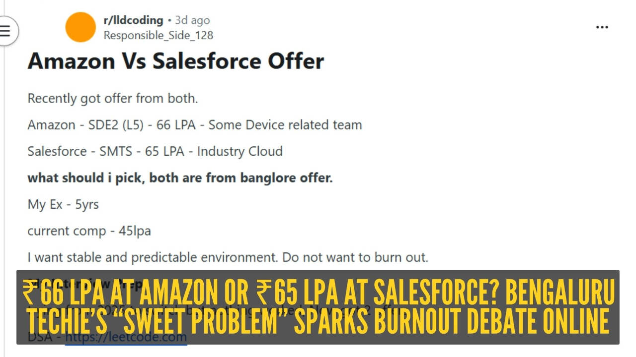 ₹66 LPA at Amazon vs ₹65 LPA at Salesforce: Why this Bengaluru engineer ...