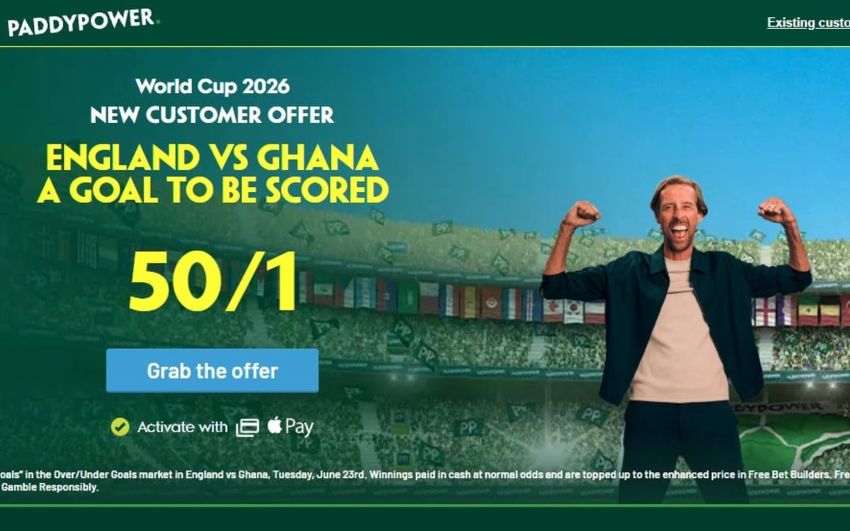 Paddy Power World Cup offer: 50/1 for a goal in England vs Ghana