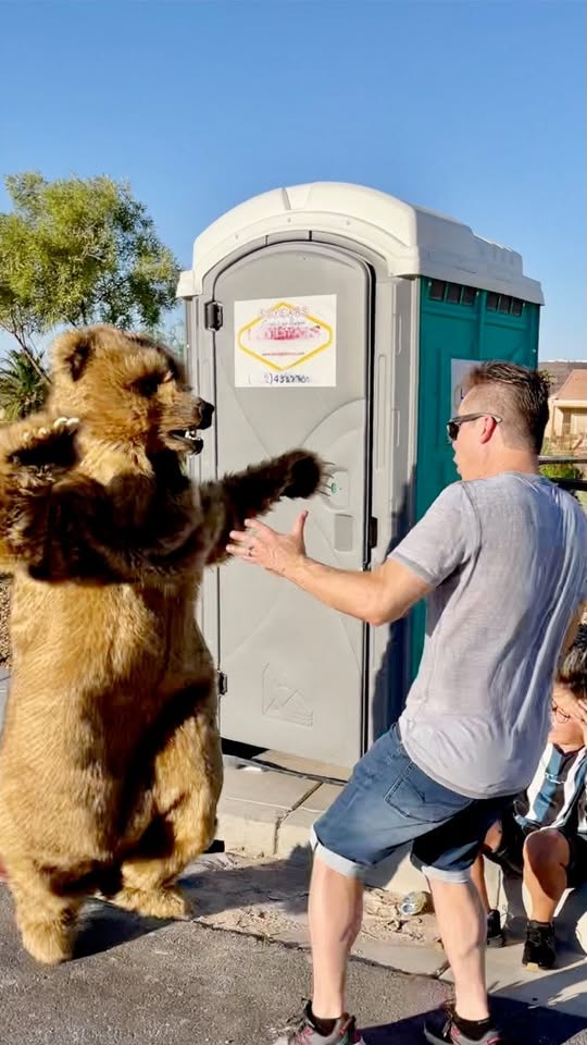 Dad barely survives this porta potty prank