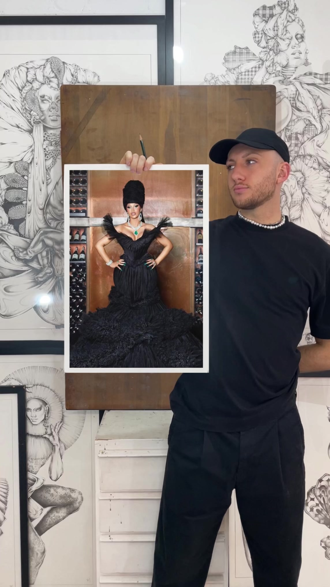 Dramatic Fashion Illustration Cardi B Met Gala Inspired Artwork