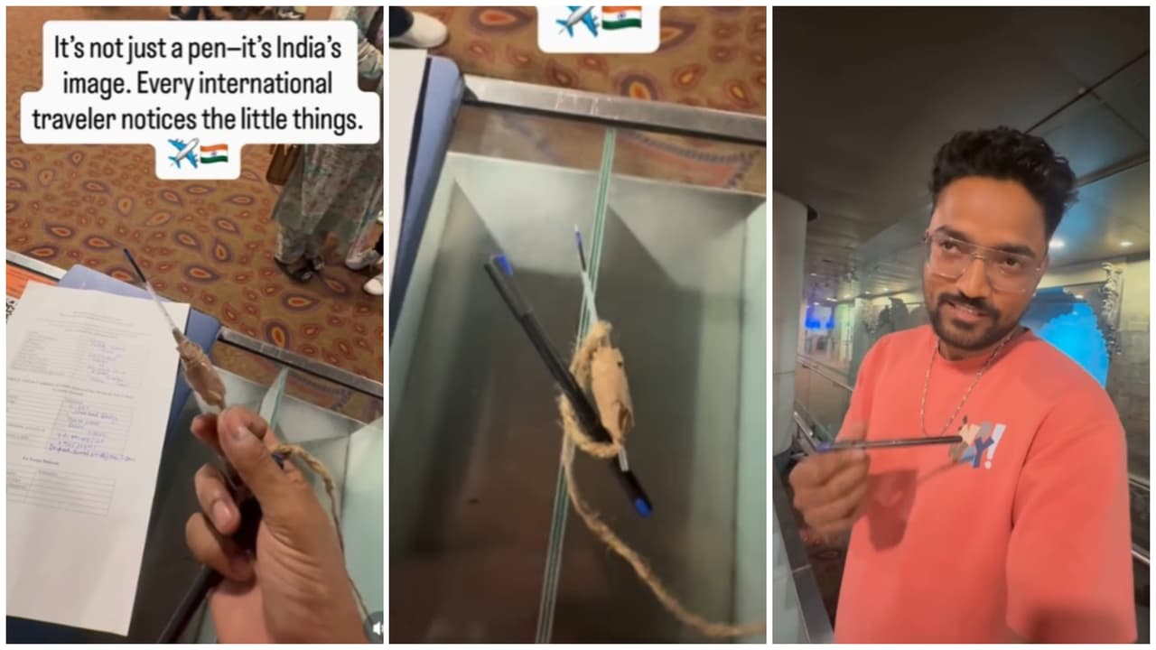 Z+ security?: Man mocks pen refill tied with rope at Mumbai airport ...