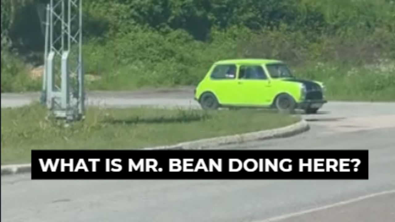 Mr. Bean's car appears on a Swedish road