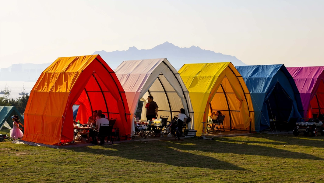 Inflatable glamping tents with unique features