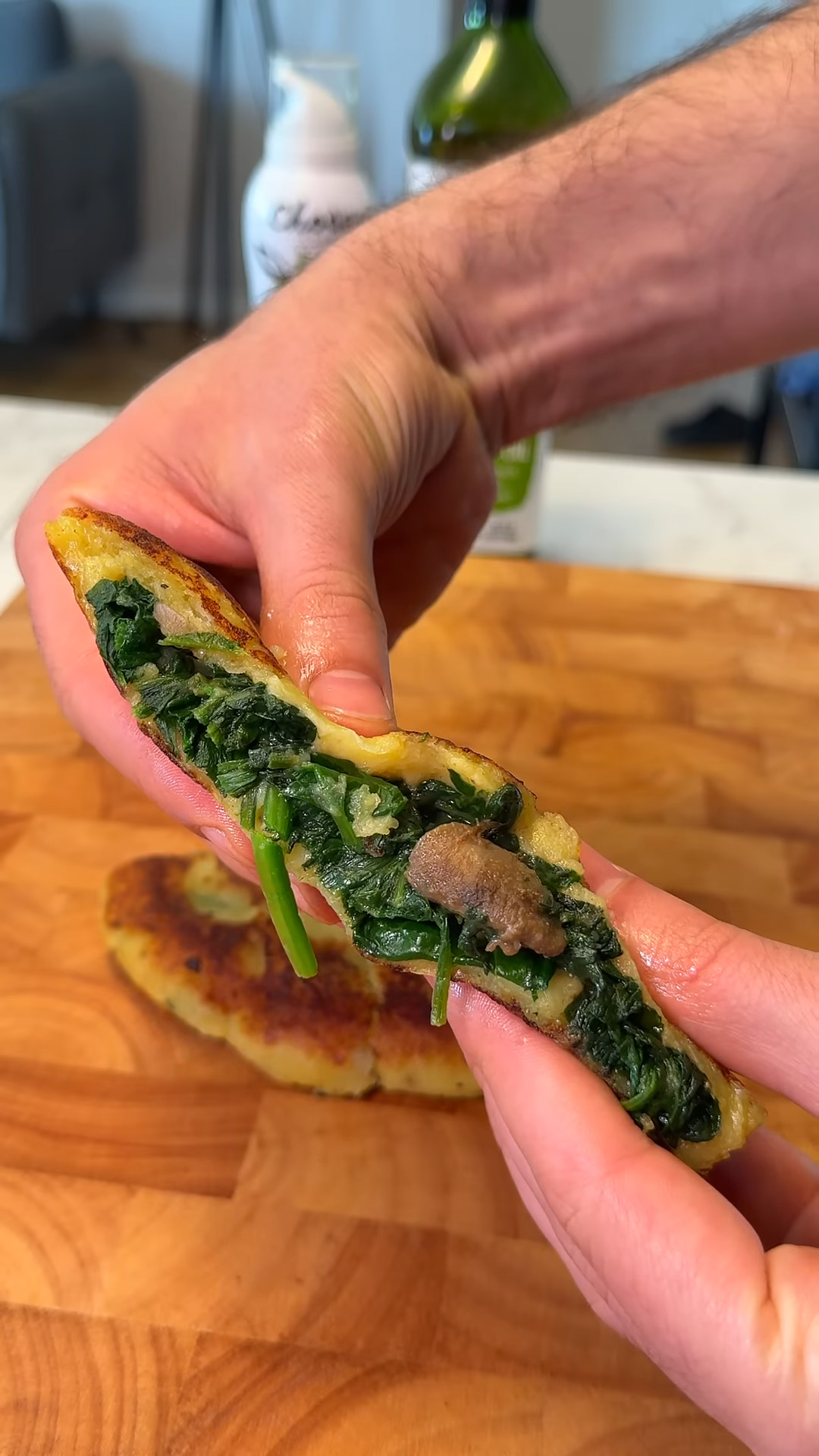Crispy stuffed potato pancakes with vegan creamy filling