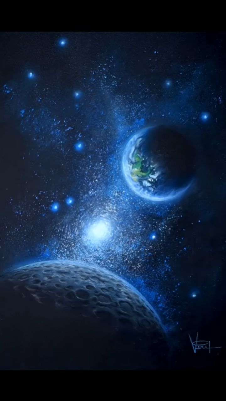 Cosmic drawing tutorial of Earth in space with hyper realistic shading
