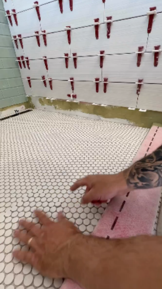The challenge of installing penny round tiles
