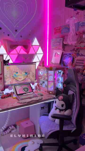 Inside my pink battlestation and figure collection
