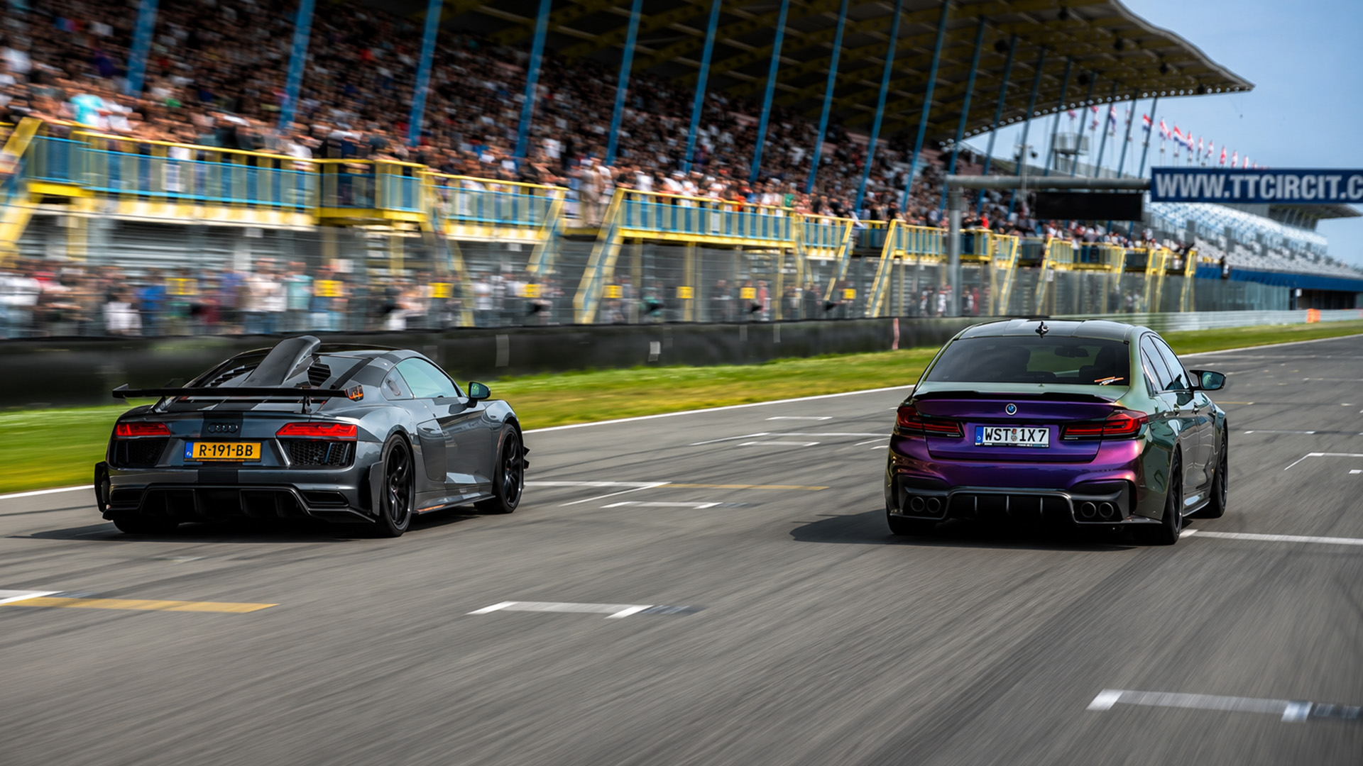 La BMW M5 F90 può battere l'Audi R8 in una drag race in pista?
