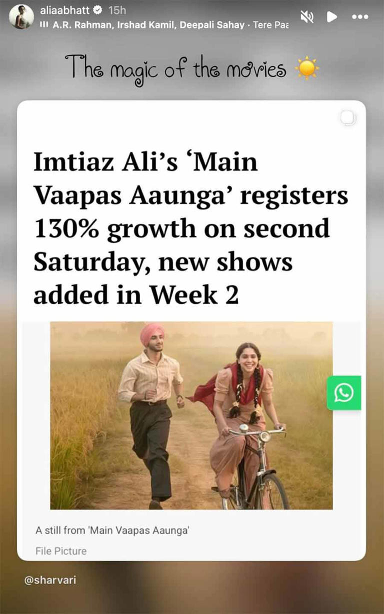 Alia Bhatt and Sharvari celebrate Main Vaapas Aaunga's remarkable box ...