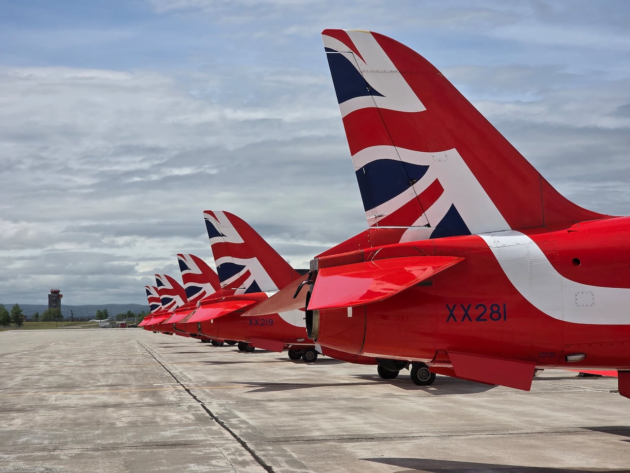 Look up! The UK Red Arrows fly over Happy Valley-Goose Bay as they take ...