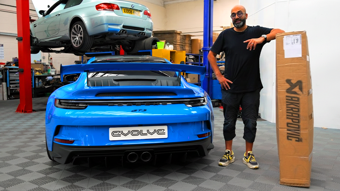 Installing an Akrapovic titanium race exhaust on the Porsche 992 GT3