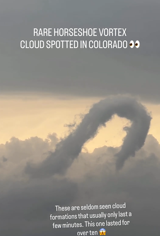 Rare horseshoe vortex storm formation captured in Colorado weather event